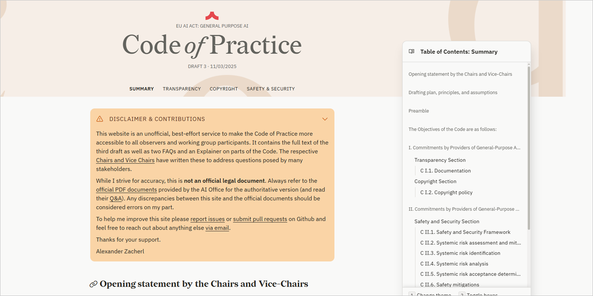 Publicado el tercer borrador del Código de Prácticas de IA de propósito general de la UE • CASADOMO